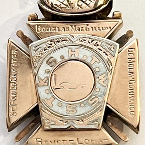 Antique Solid 14k Diamond Ruby Enamel Masonic Demolay Commander Watch ...