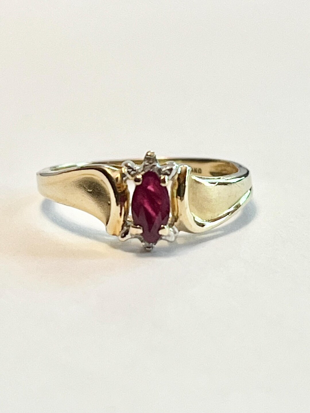 Pranda 70/80's 14K Solid Gold Ruby Diamond Ring Size 5.5 - Etsy