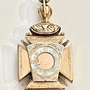 Antique Solid 14k Diamond Ruby Enamel Masonic Demolay Commander Watch ...