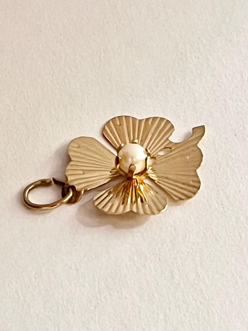 Vintage 14k Gold Real Pearl 4 Leaf Clover Shamrock Charm Pendant Signed ...