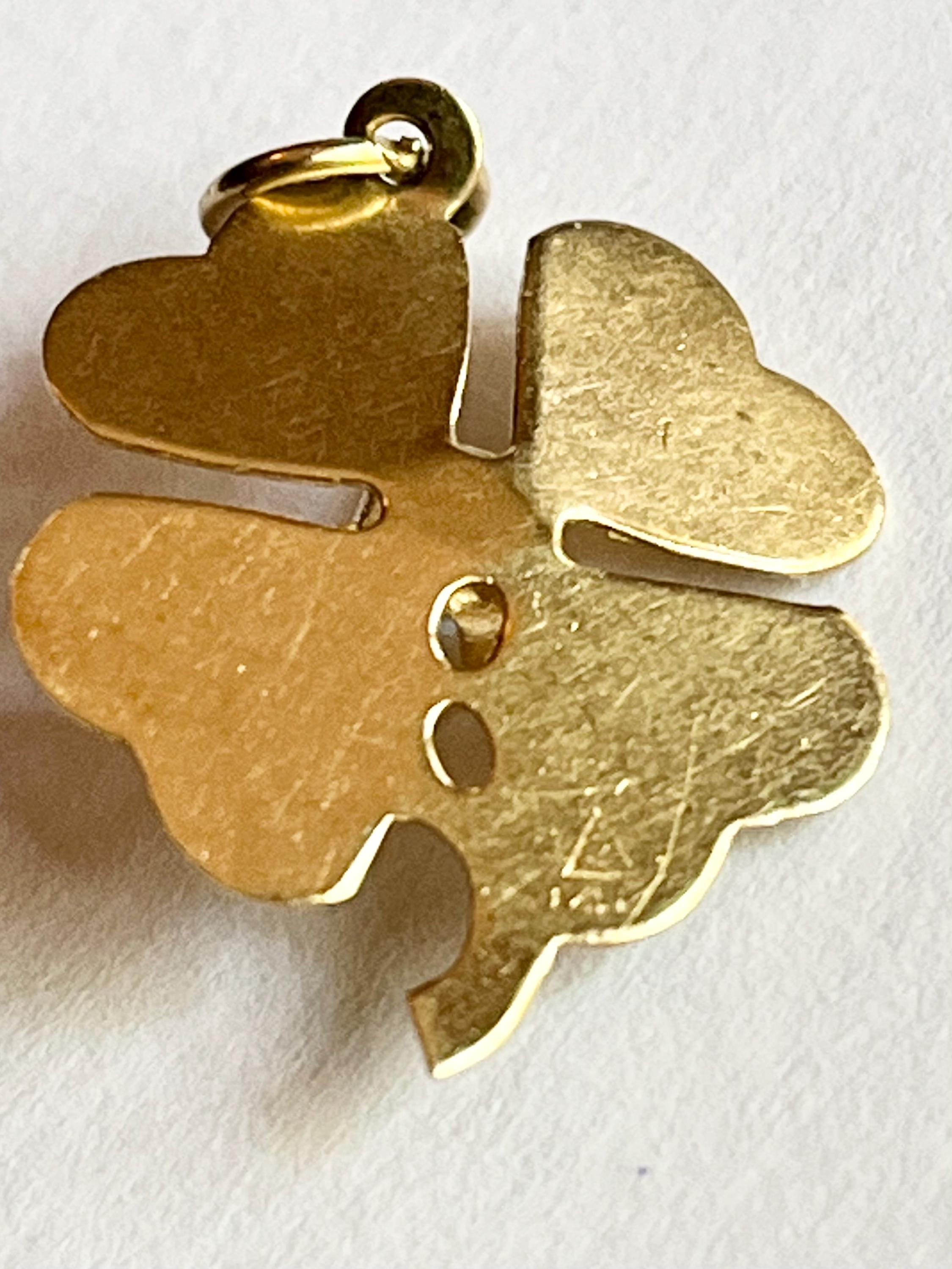 Vintage 14k Gold Real Pearl 4 Leaf Clover Shamrock Charm Pendant Signed ...