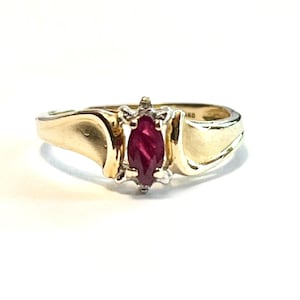 Pranda 70/80's 14K Solid Gold Ruby Diamond Ring Size 5.5 - Etsy