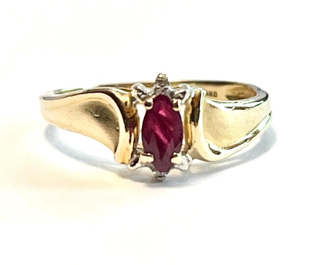 Pranda 70/80's 14K Solid Gold Ruby Diamond Ring Size 5.5 - Etsy