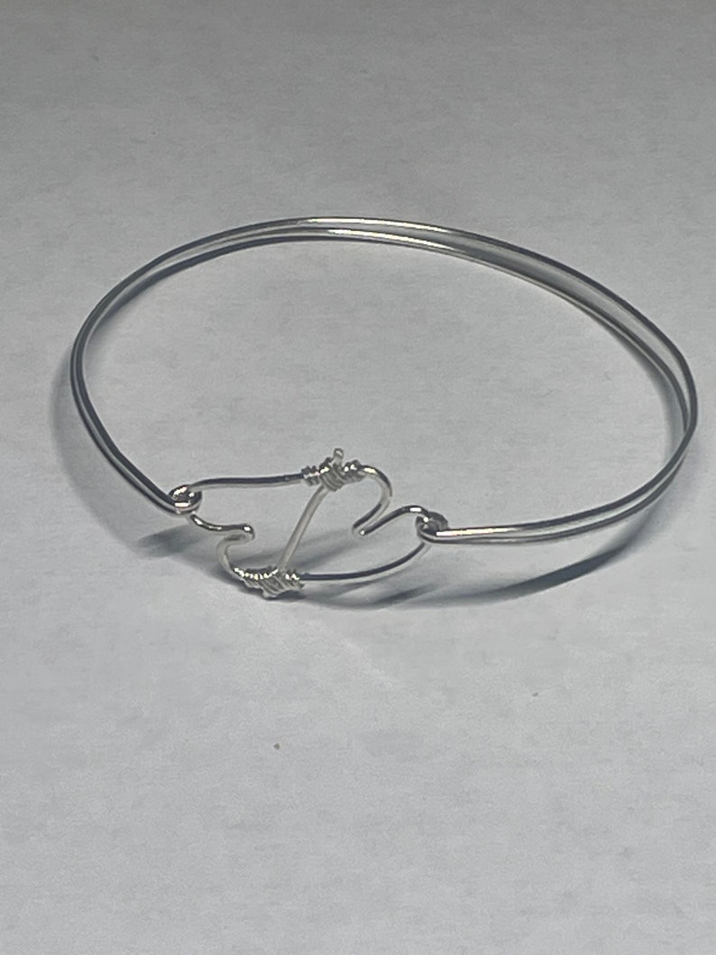 925, Sterling, Silver, Wire Wrapped, Heart, Bangle, Bracelet, Gifts for ...