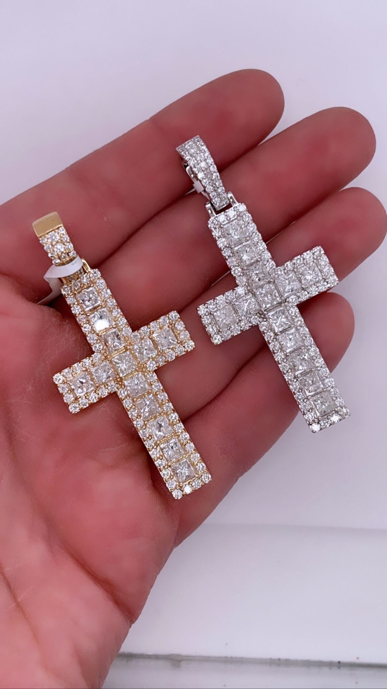 7ctw Princess Cut Diamonds Cross Pendant in 14k Yelow Gold - Etsy