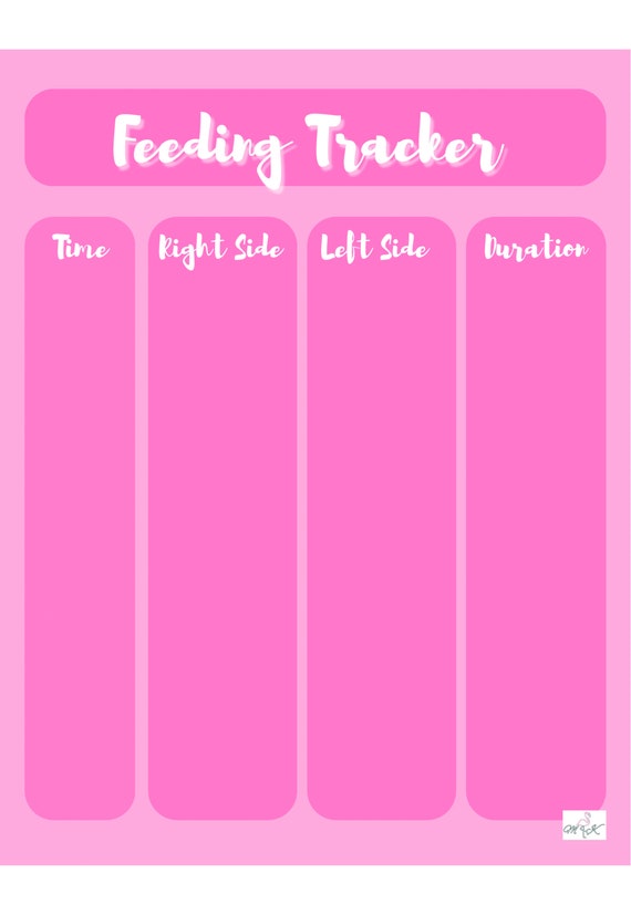 Printable Breast Feeding Tracking Chart Baby Feeding Tracker - Etsy