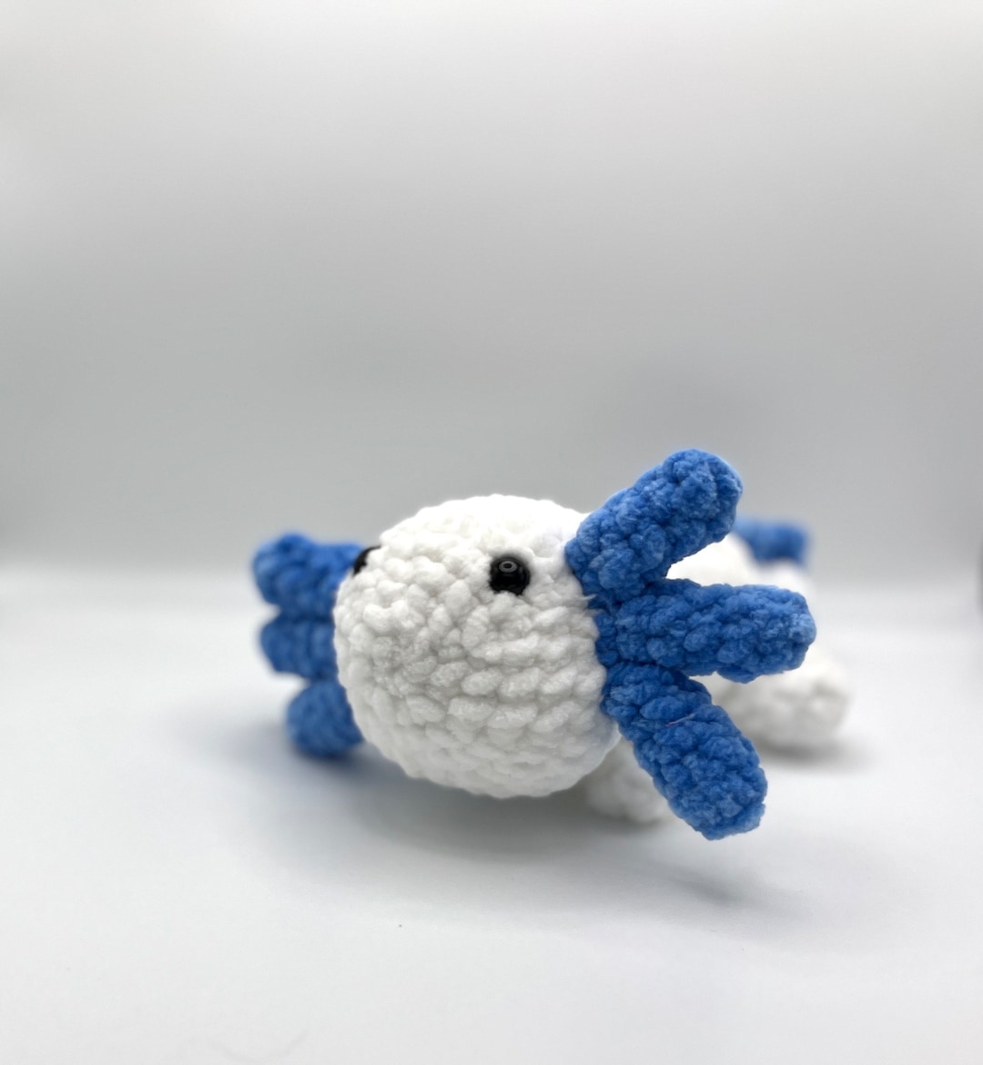 Cute Crochet Axolotl Plush Bright Blue and White Axolotl Crochet ...