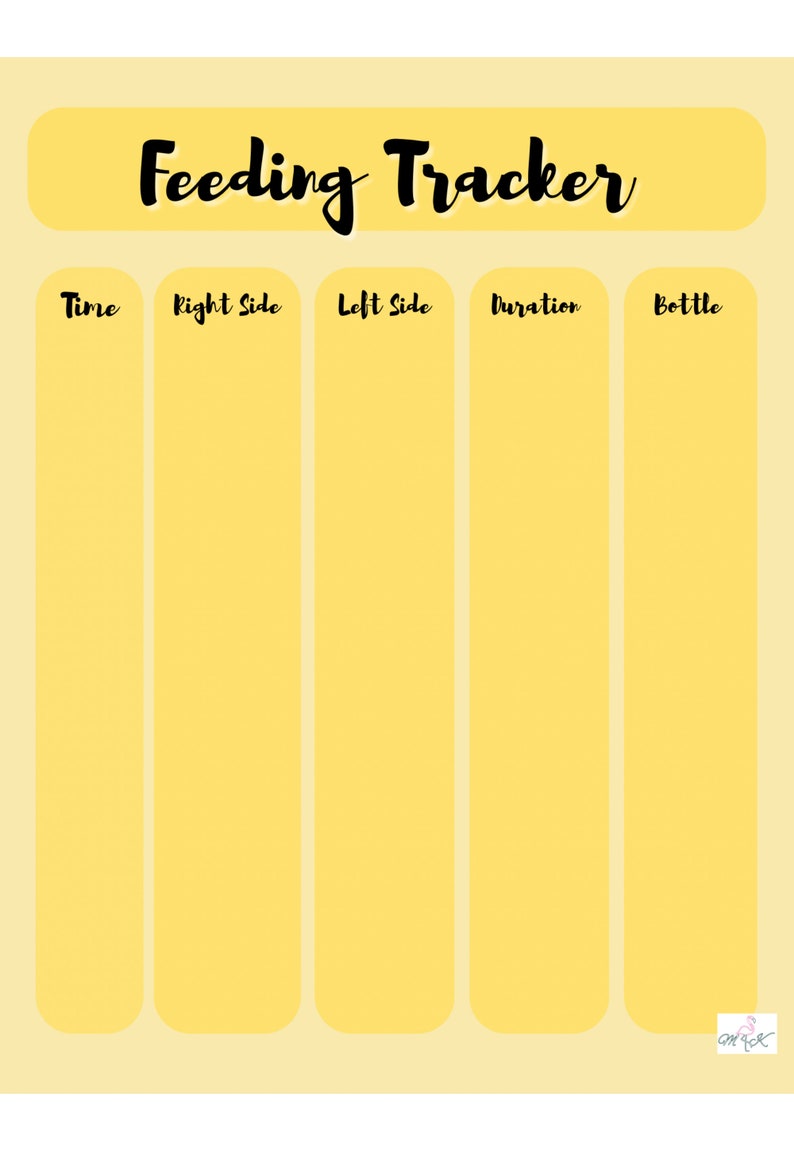 Printable Breast Feeding Tracking Chart Baby Feeding Tracker - Etsy