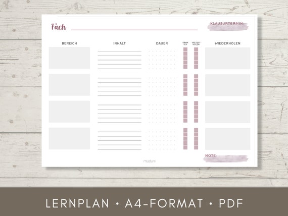 Office & School Supplies Deutsch Digitaler Lernplaner für Studium und ...