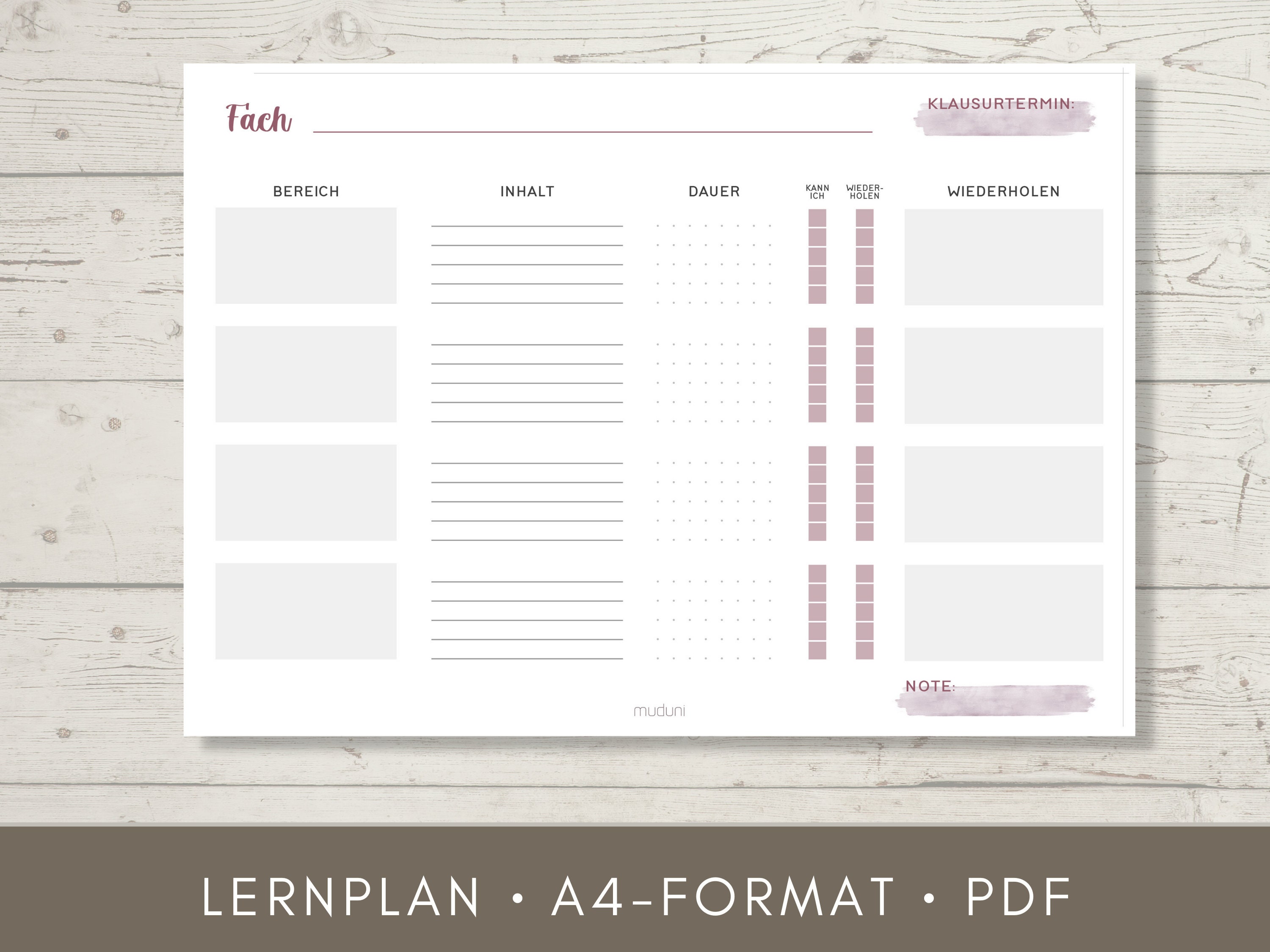 Lernplan für Studium und Schule, Uni Klausurinhalte Lerneinheiten ...