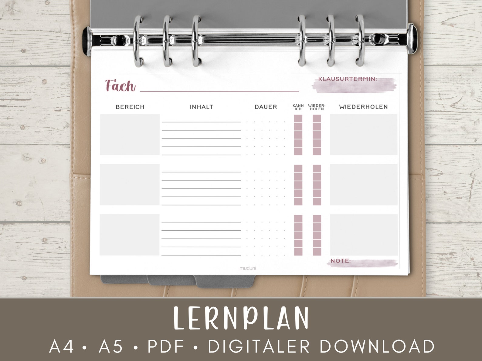 Lernplan für Studium und Schule, Uni Klausurinhalte Lerneinheiten ...