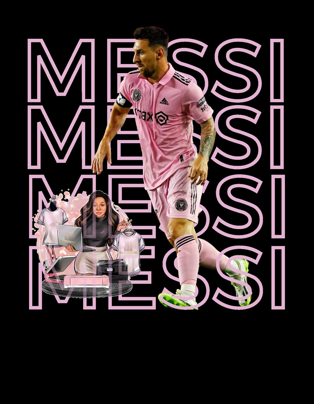 Messi Pink PNG - Etsy