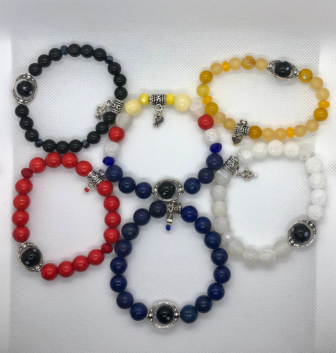 Cape Verde Conta Di Ojo Bracelet With Gemstones and Single Ojo Bead ...