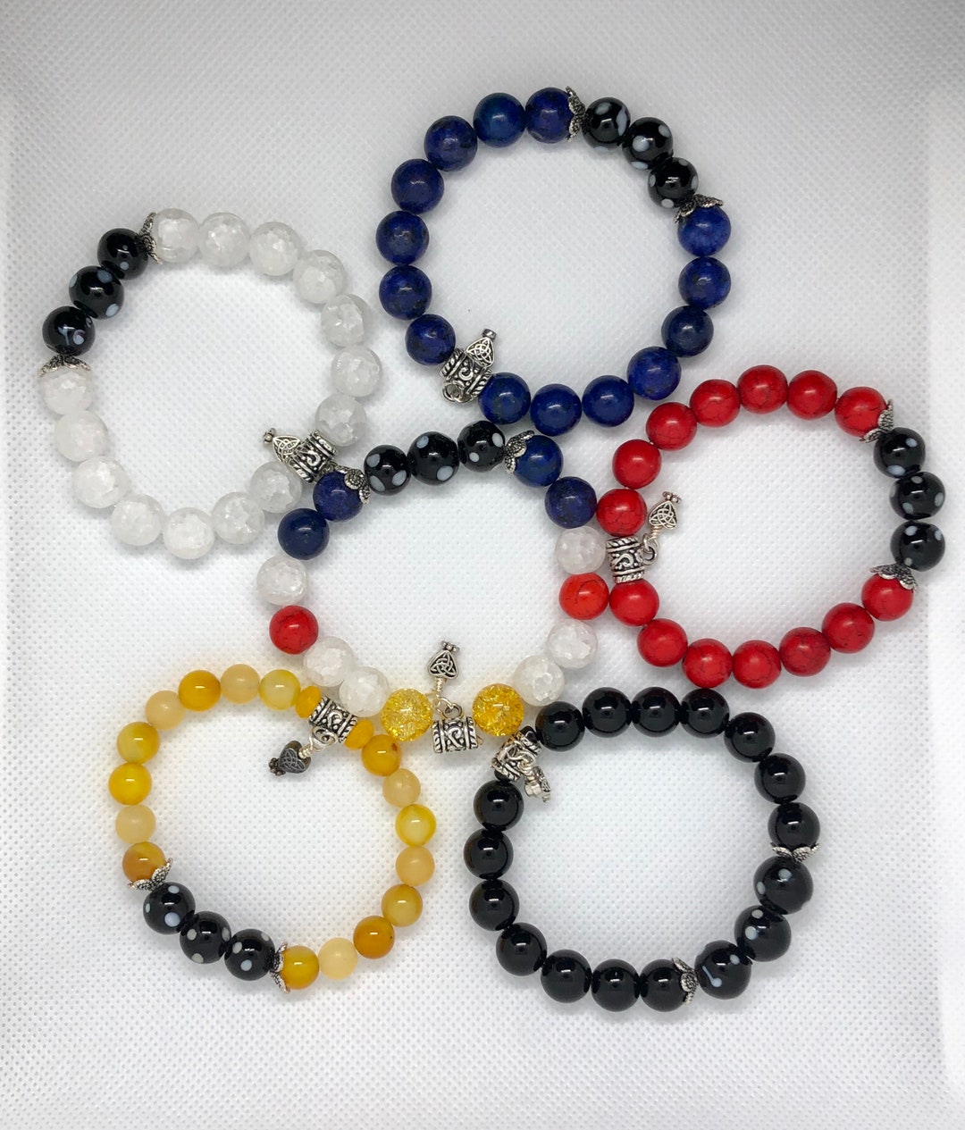 Conta Di Ojo Cape Verdean Bracelet With Gemstones and Triple Ojo Beads ...