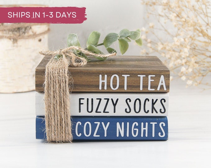 Mini Winter Book Stack Tiered Tray Decor Farmhouse Wooden - Etsy
