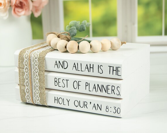 Large Islamic Wooden Book Stack Decor Allah is the Best | Etsy