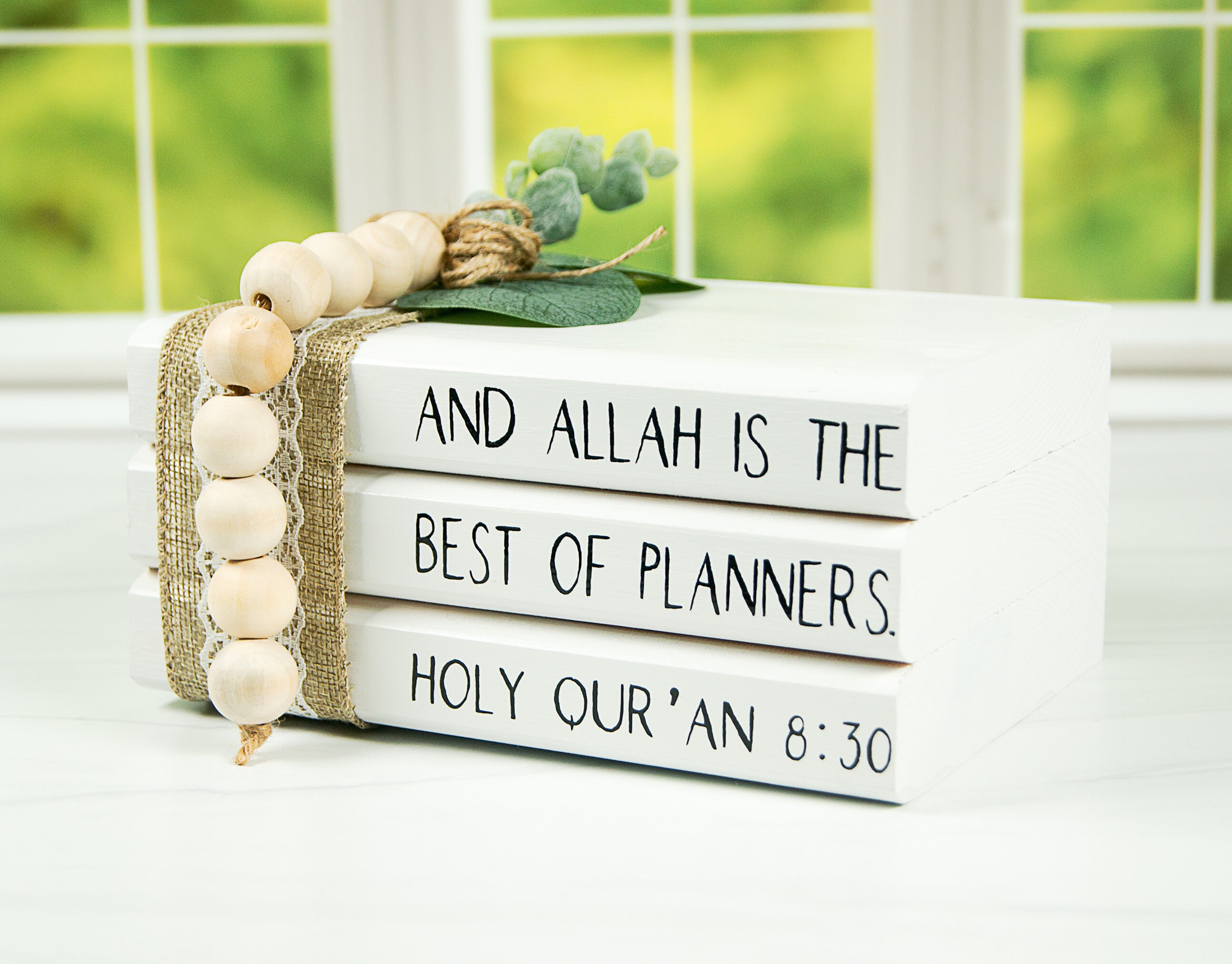 Large Islamic Wooden Book Stack Decor Allah is the Best | Etsy