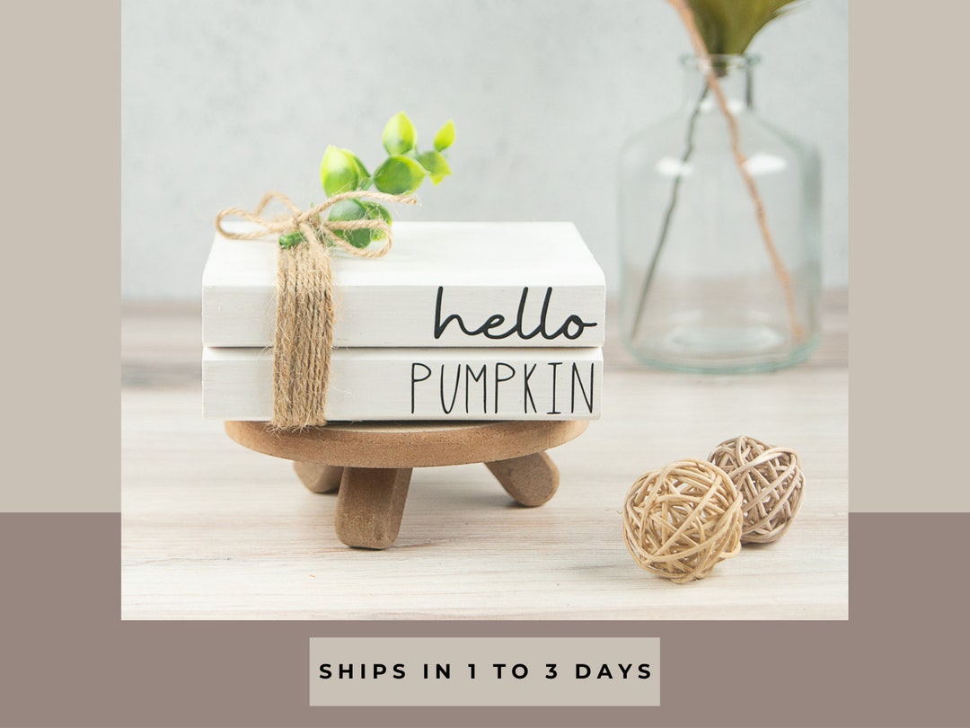 MINI Hello Pumpkin Fall Book Stack Thanksgiving Tiered Tray Decor ...