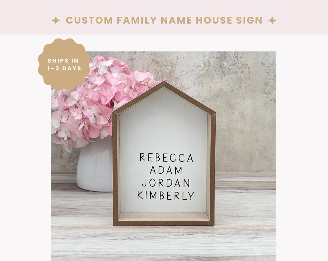 Personalized Family Name Sign, Custom Wood House Decor, Modern Family ...