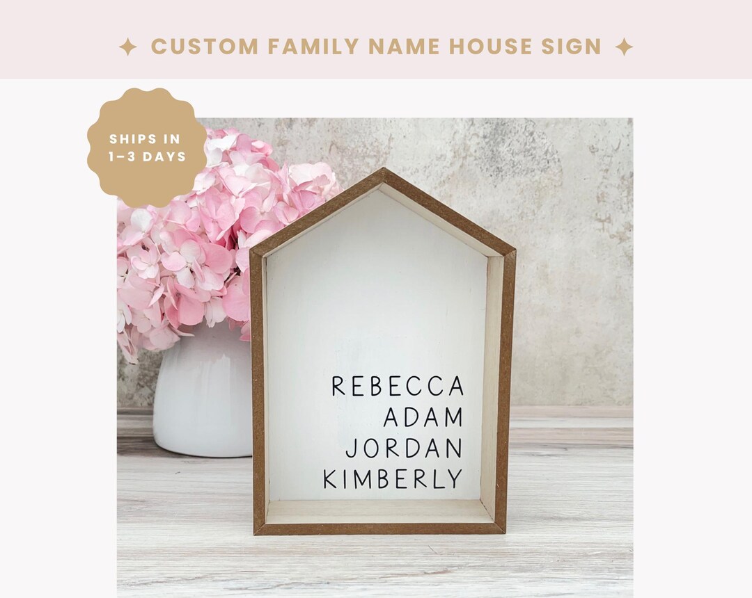 Custom Family Name House Sign, Personalized Wooden Shadow Box Decor ...