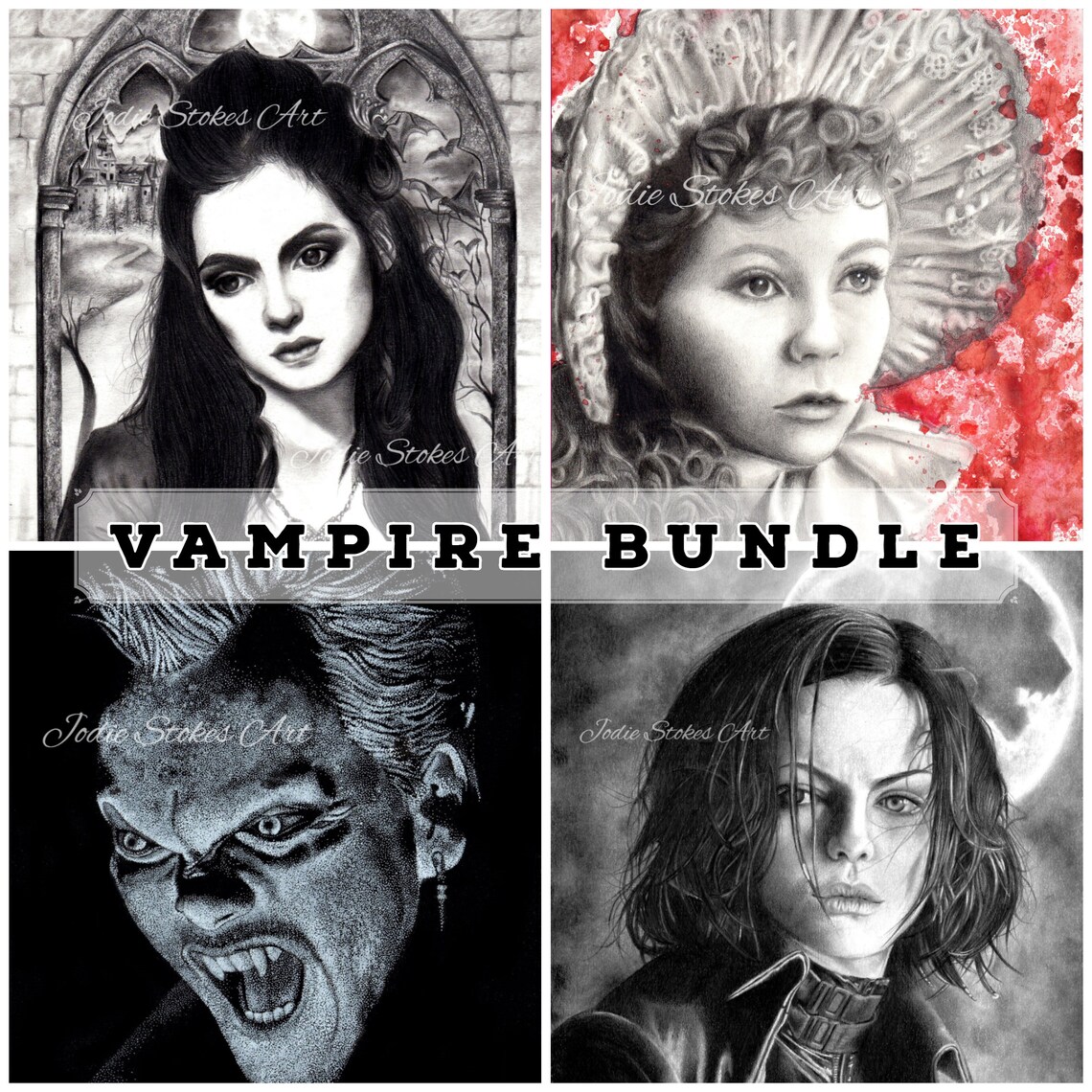 Vampire Art A4 Bundle Horror Giclée Prints Dracula Anne - Etsy