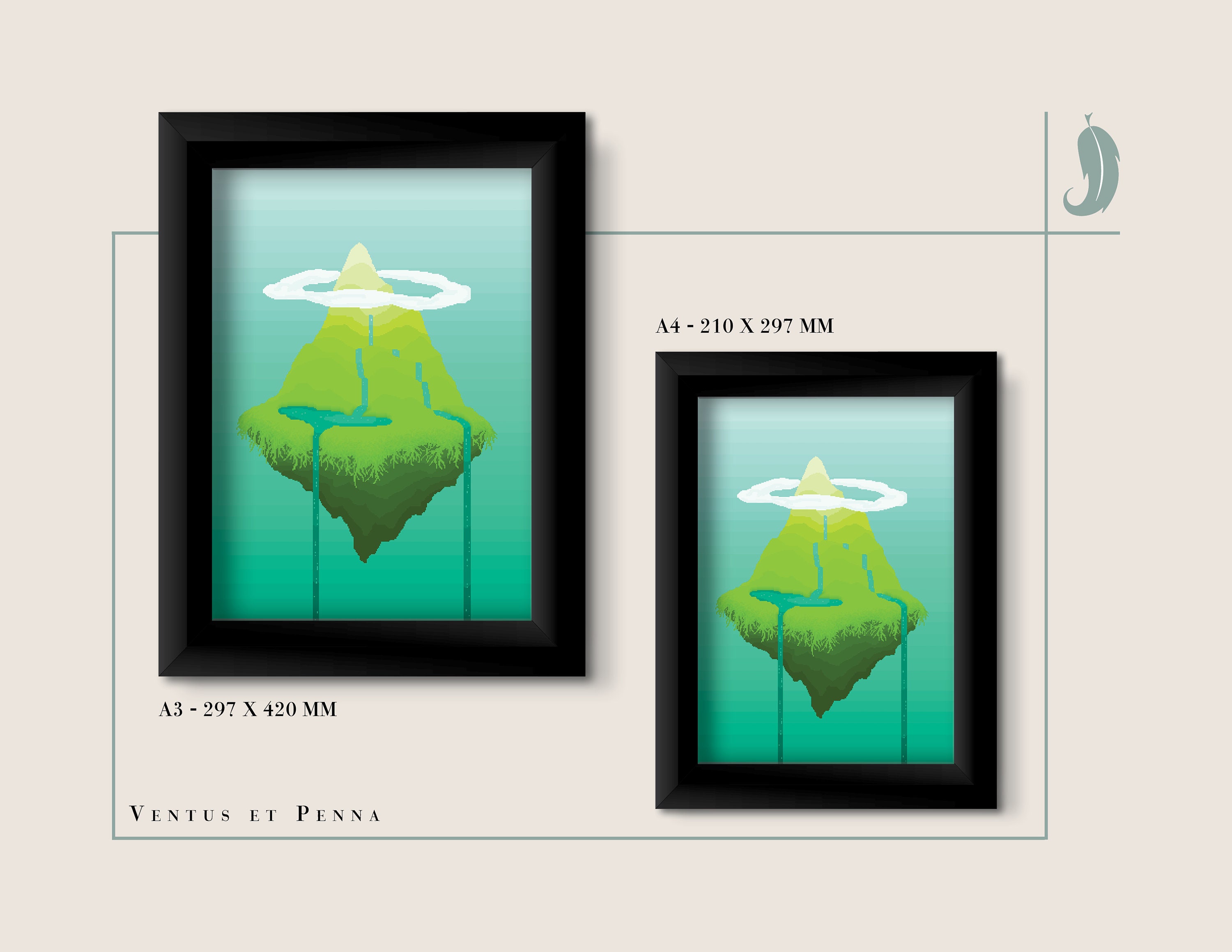 Floating Island Pixel Art - Digital File for Print - Etsy