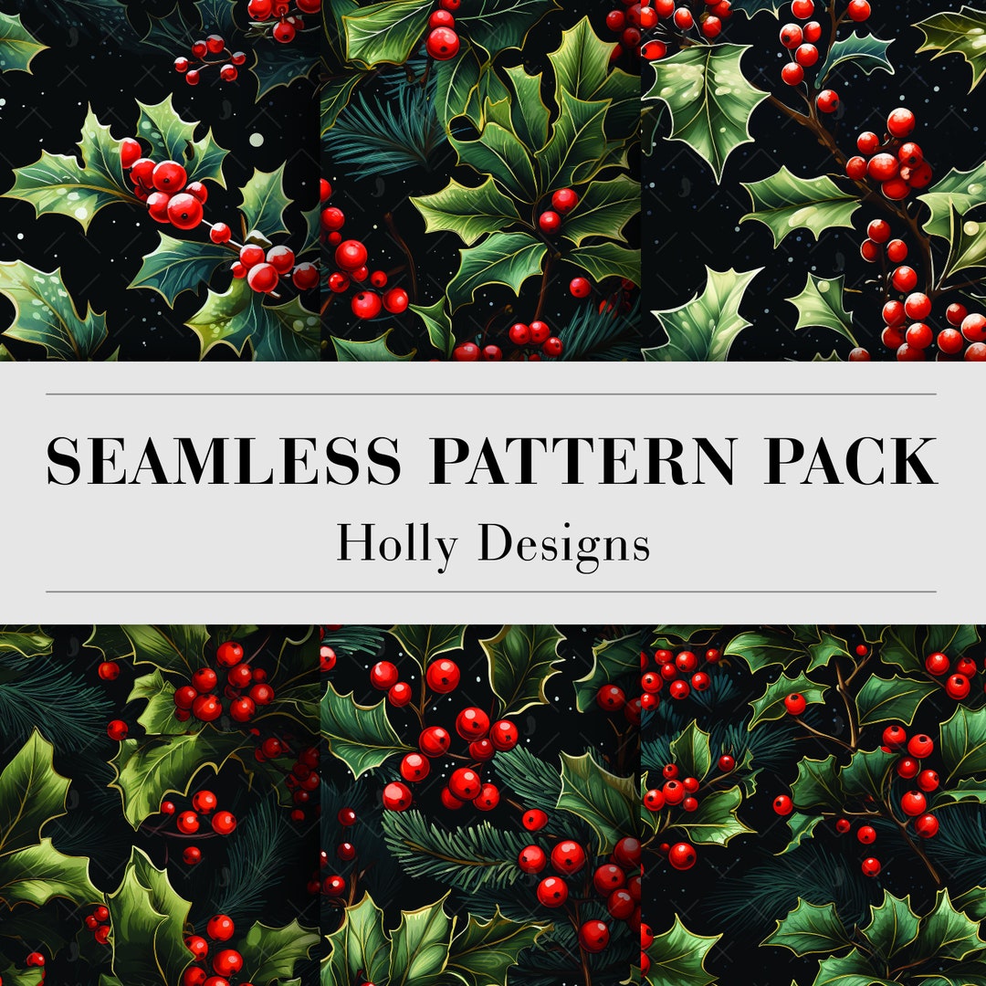 Seamless Pattern - Holly Patterns - 6 Pack - Digital Download - Etsy