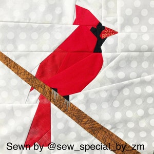 Perched Cardinal Foundation Paper Pieced Pattern PDF Download - Etsy