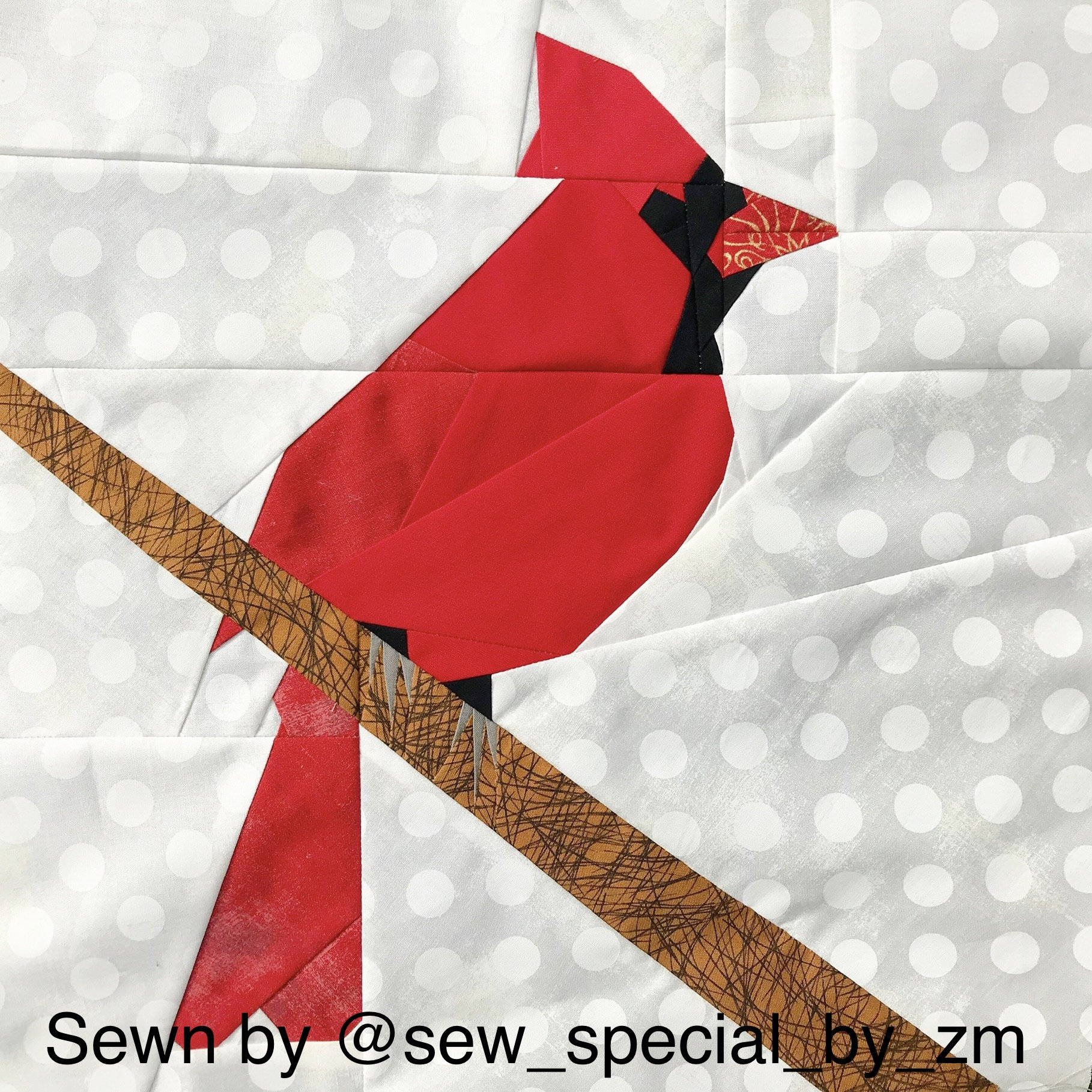 Perched Cardinal Foundation Paper Pieced Pattern PDF Download | Etsy