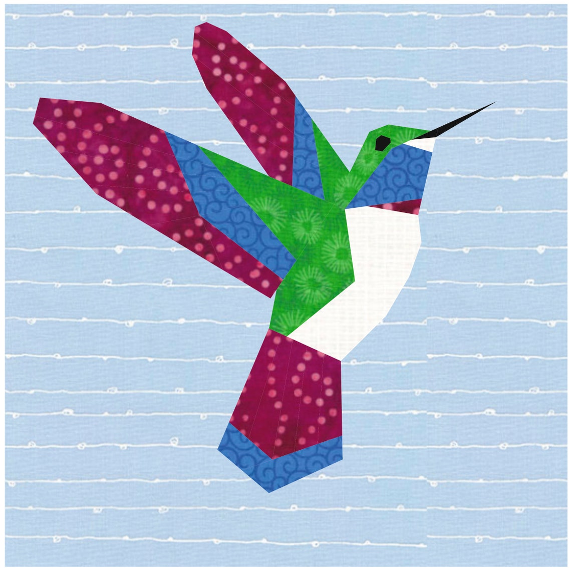 Hummingbird Foundation Paper Pieced Pattern FPP Rainbow Mini | Etsy Canada