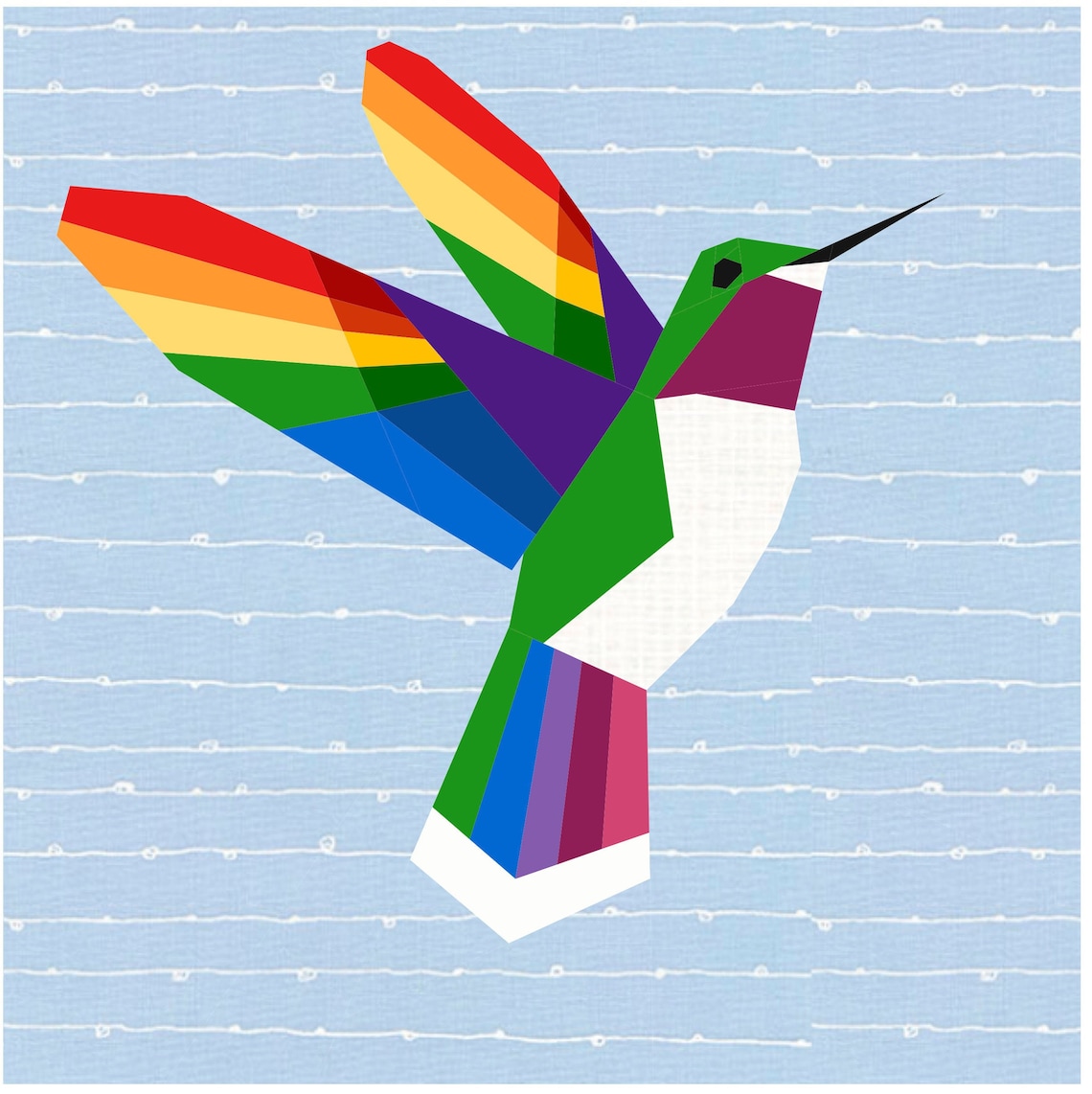 Hummingbird Foundation Paper Pieced Pattern FPP Rainbow Mini - Etsy