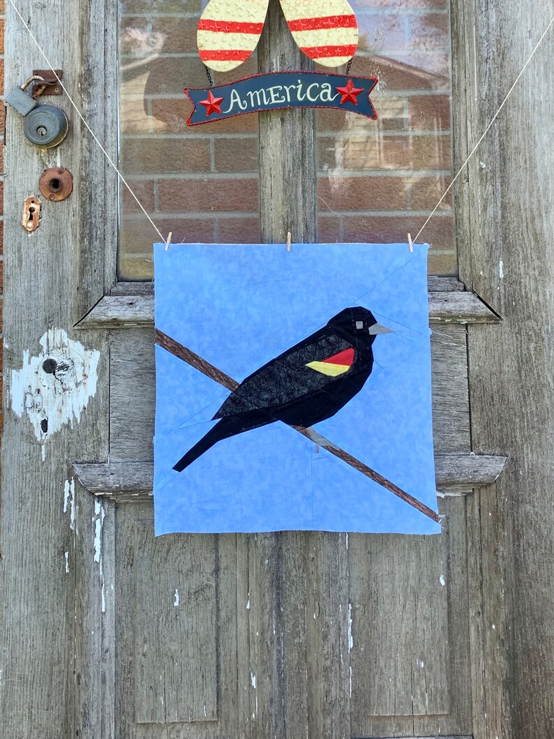 Red Winged Blackbird Foundation Paper Pieced Quilt Bird | Etsy