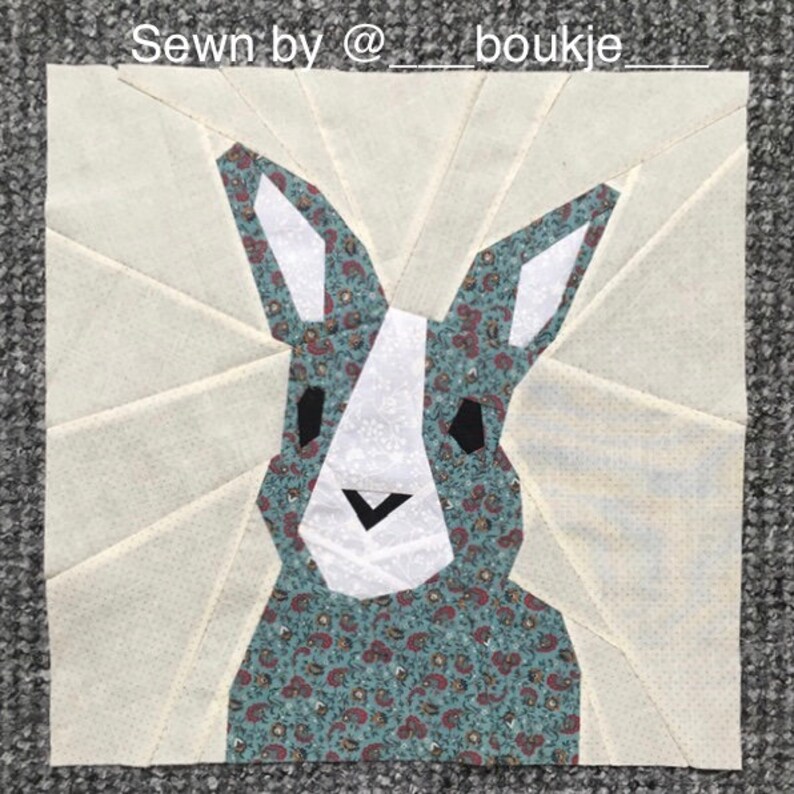 Rabbit Portrait Easy Foundation Paper Pieced Quilt Pattern | Etsy