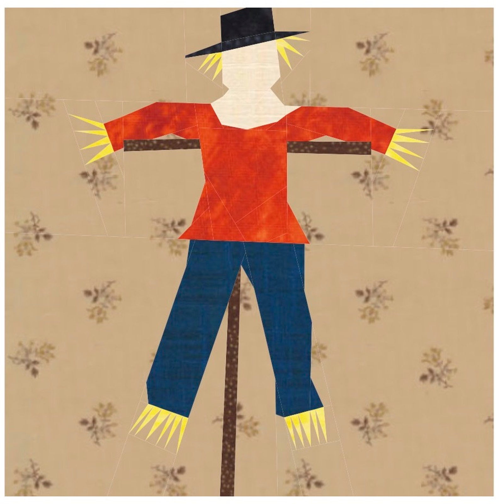 Scarecrow Foundation Paper Piecing Quilt Pattern Fall - Etsy