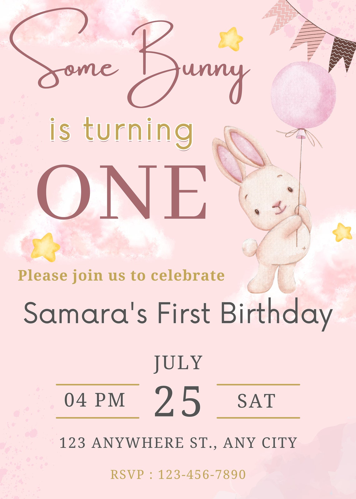 Editable Some Bunny is One Invitation, Some Bunny is Turning One Invite ...