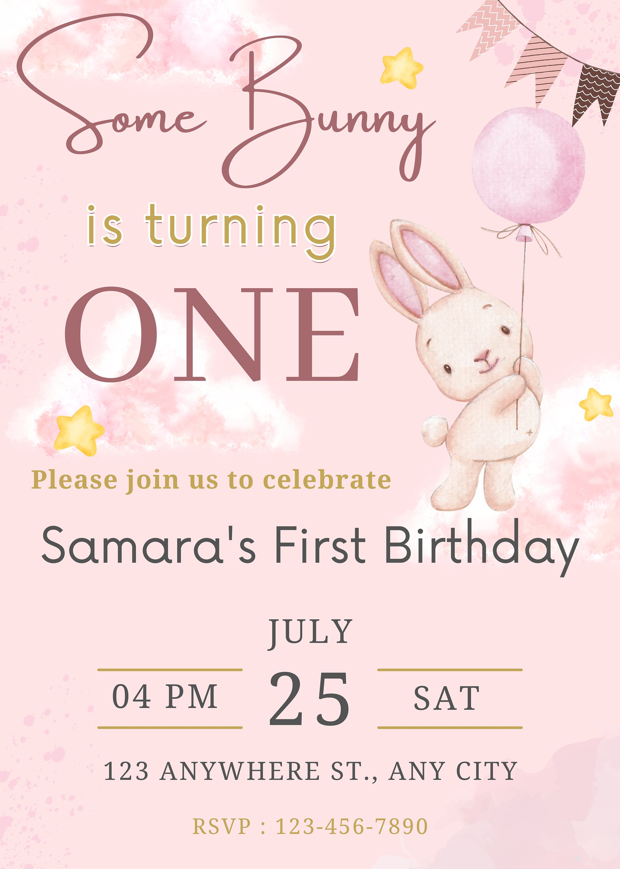 Editable Some Bunny is One Invitation, Some Bunny is Turning One Invite ...