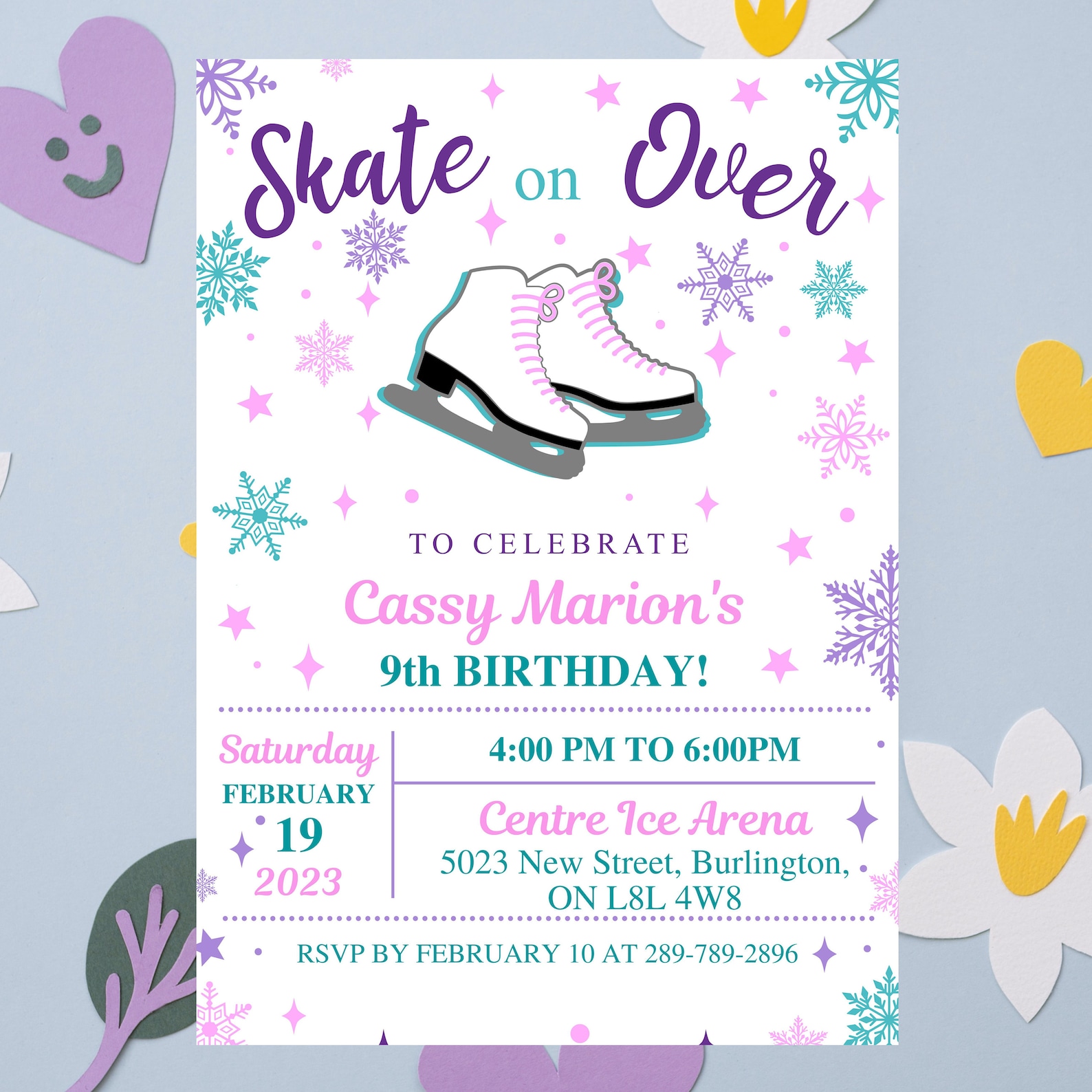 Editable Ice Skating Birthday Invitation Skate on Over Party - Etsy