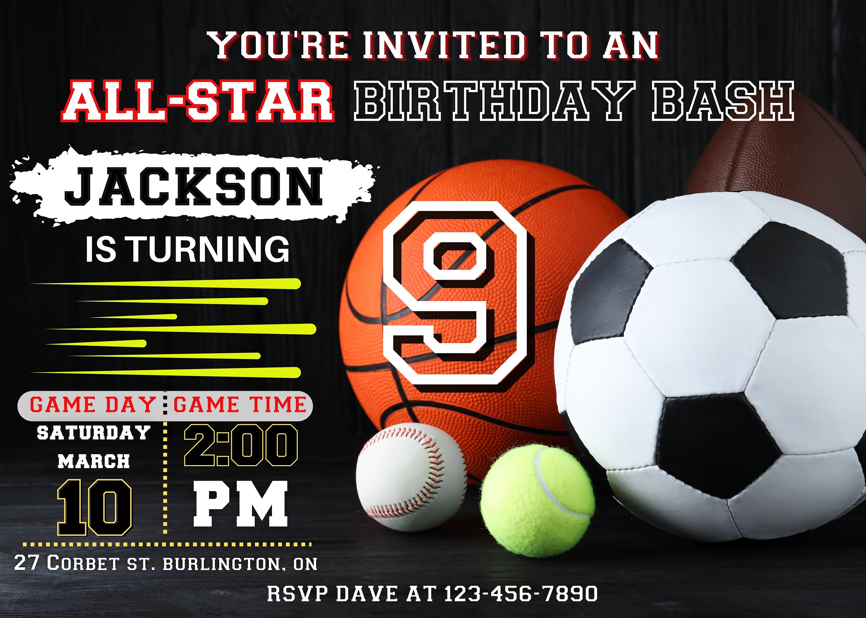 EDITABLE, All-star Birthday Invitation, All-star Party, Sports Birthday ...