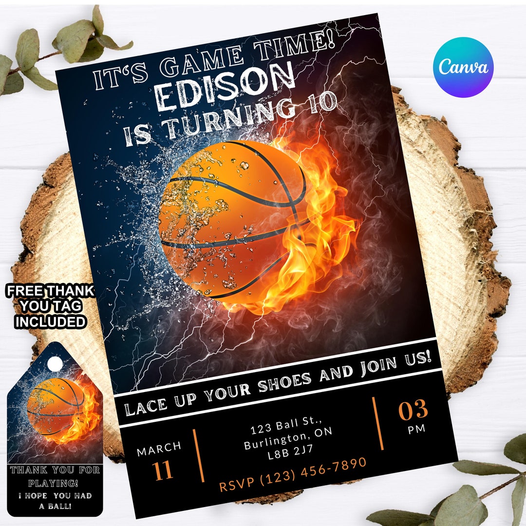 EDITABLE BASKETBALL INVITATION, Basketball Party, Sports Invitation ...