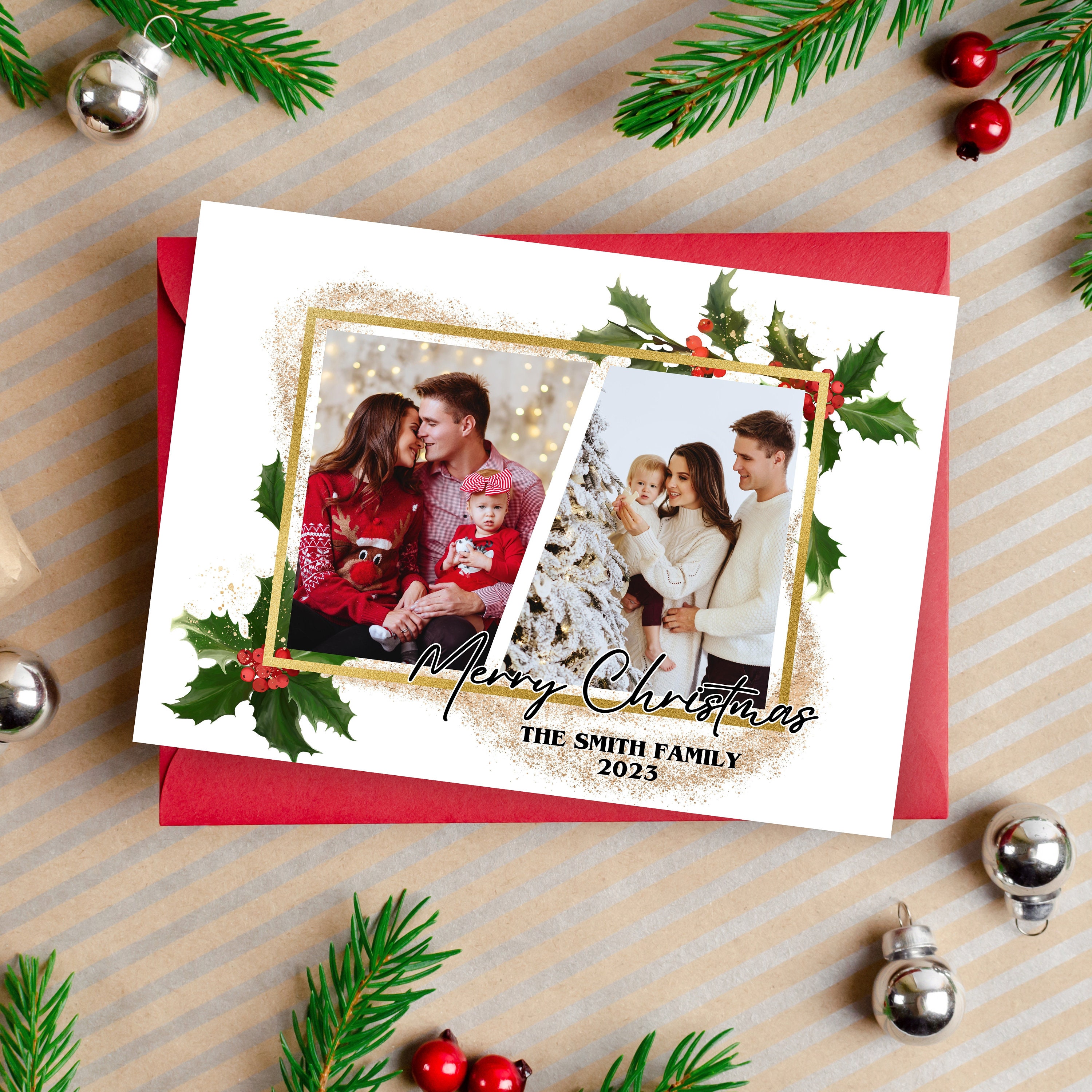 Christmas Card Template, Holiday Photo Card Template, Photo Card ...