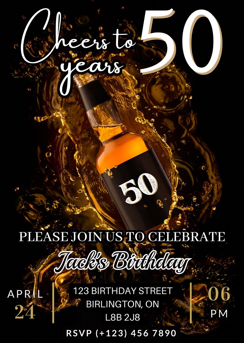 EDITABLE Adult Birthday Party Invitation ANY AGE Whiskey - Etsy