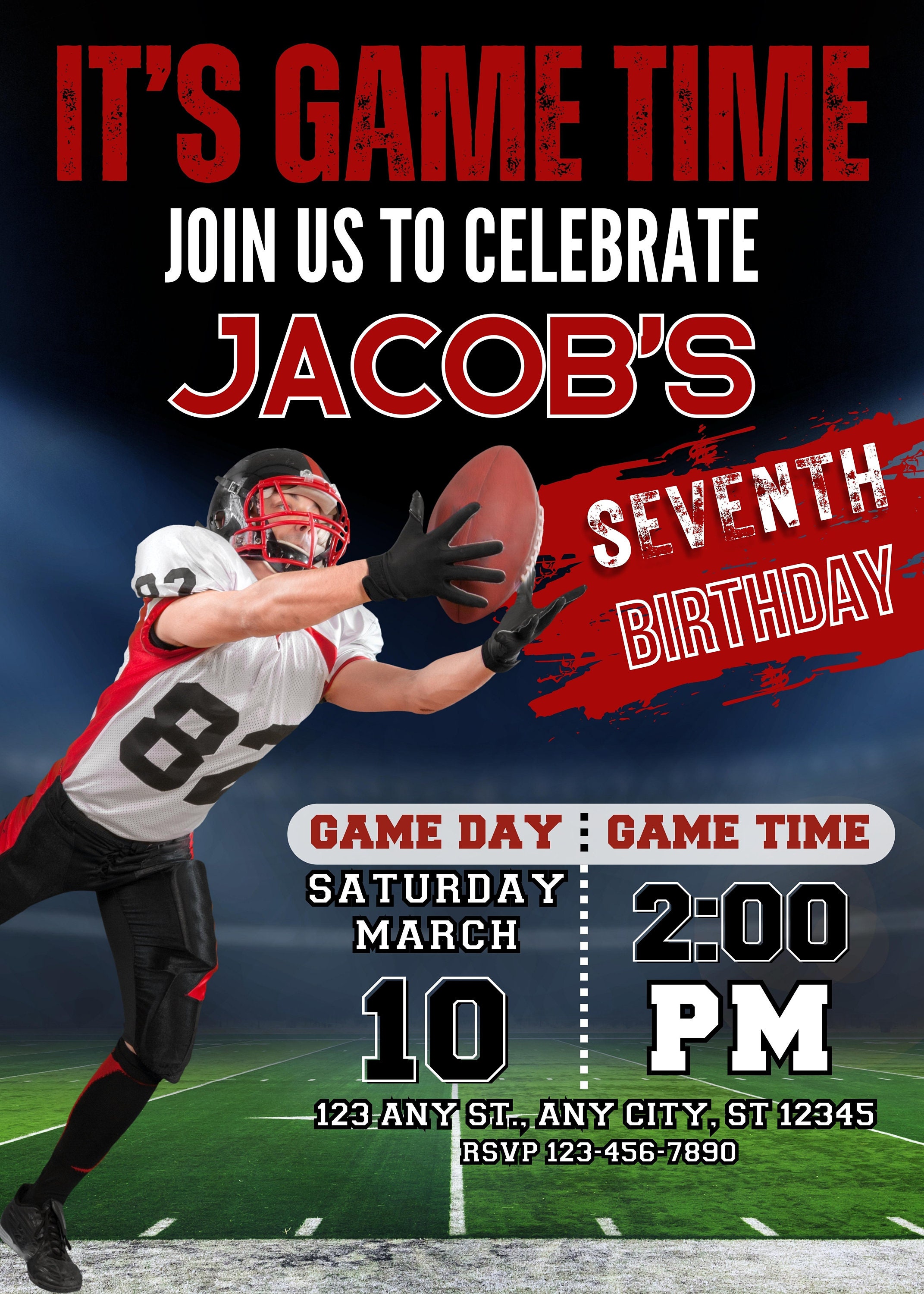 Editable Football Birthday Invitation, Football Birthday Printable ...