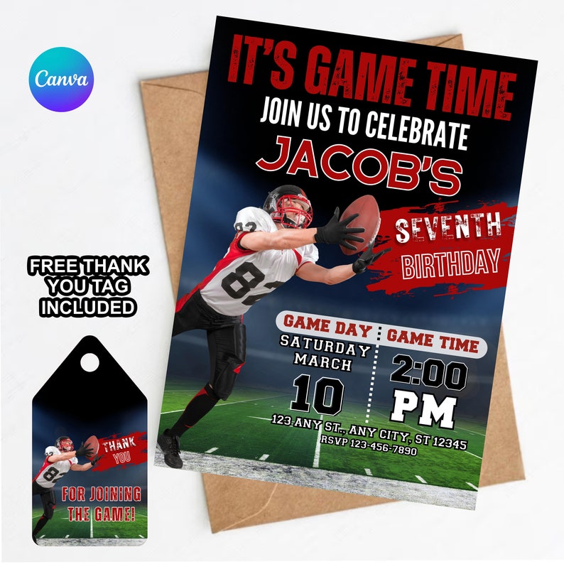 Editable Football Birthday Invitation, Football Birthday Printable ...