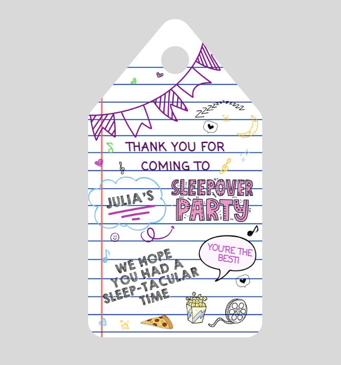 EDITABLE SLEEPOVER Thank You Card, Slumber Party, Pajama Party ...