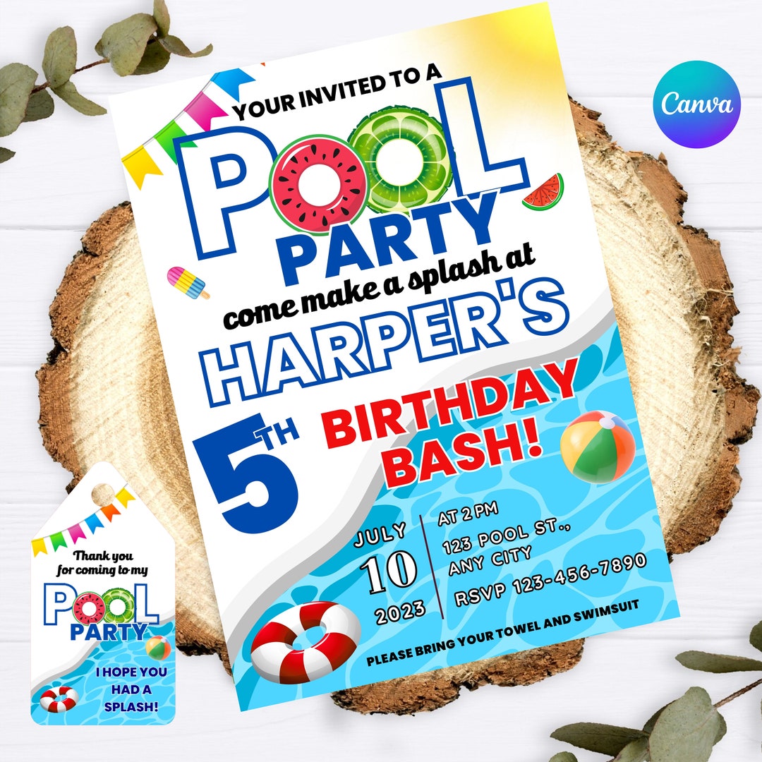 EDITABLE Pool Party Invitation Pool Party Birthday - Etsy Canada