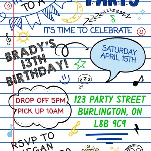 EDITABLE SLEEPOVER Invitation, Slumber Party, Pajama Party, Birthday ...