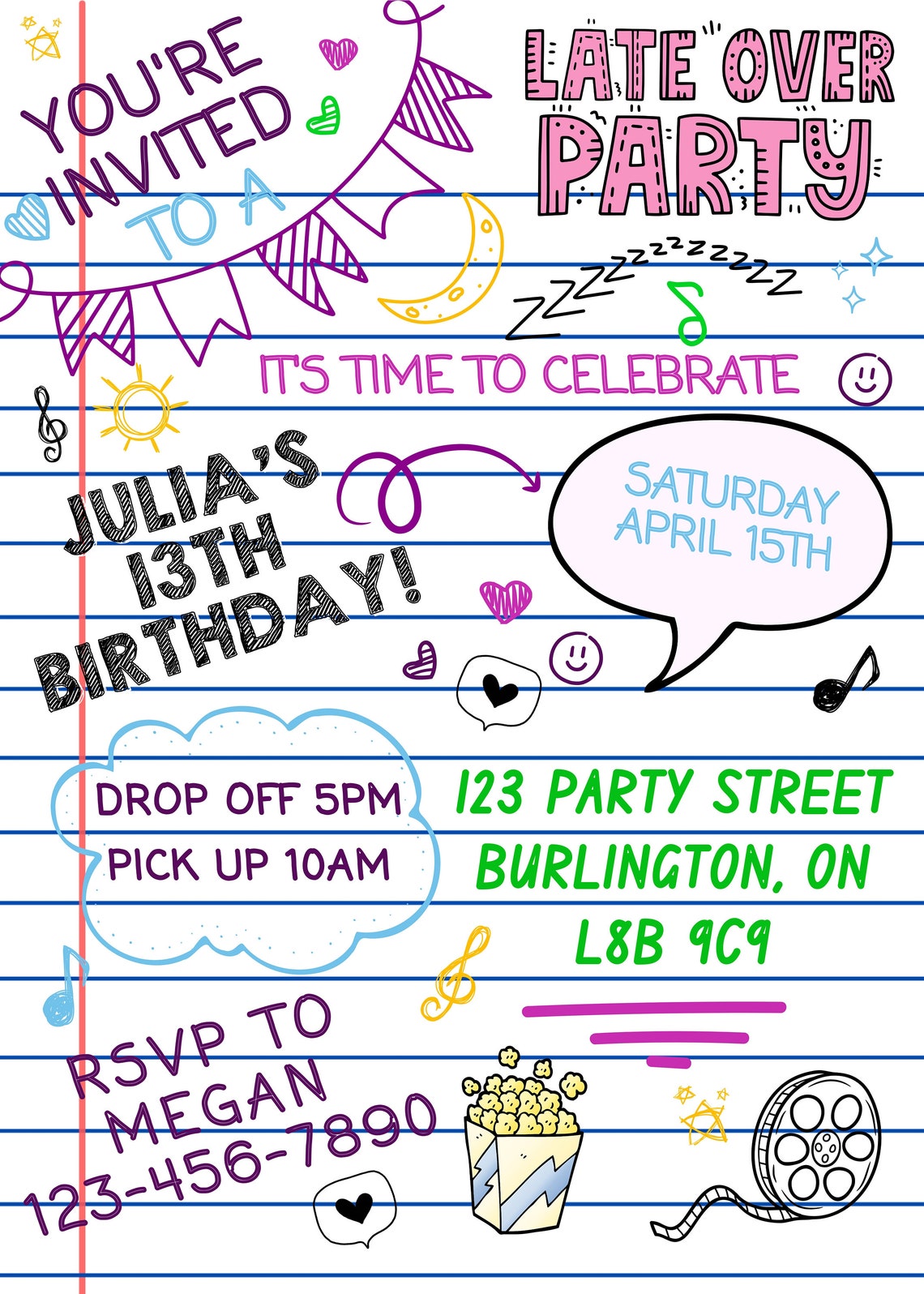 EDITABLE LATE OVER Invitation Late Stay Party Sleep-under - Etsy