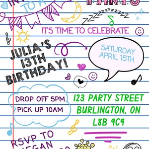 EDITABLE LATE OVER Invitation, Late Stay Party, Sleep-under Party ...