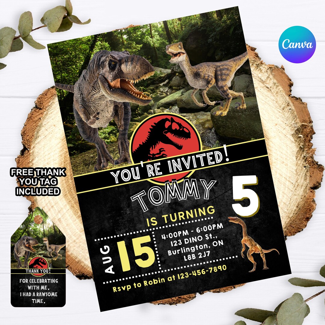 EDITABLE DINOSAUR PARTY, Dinosaur Birthday Party, Raptor Invitation, T ...