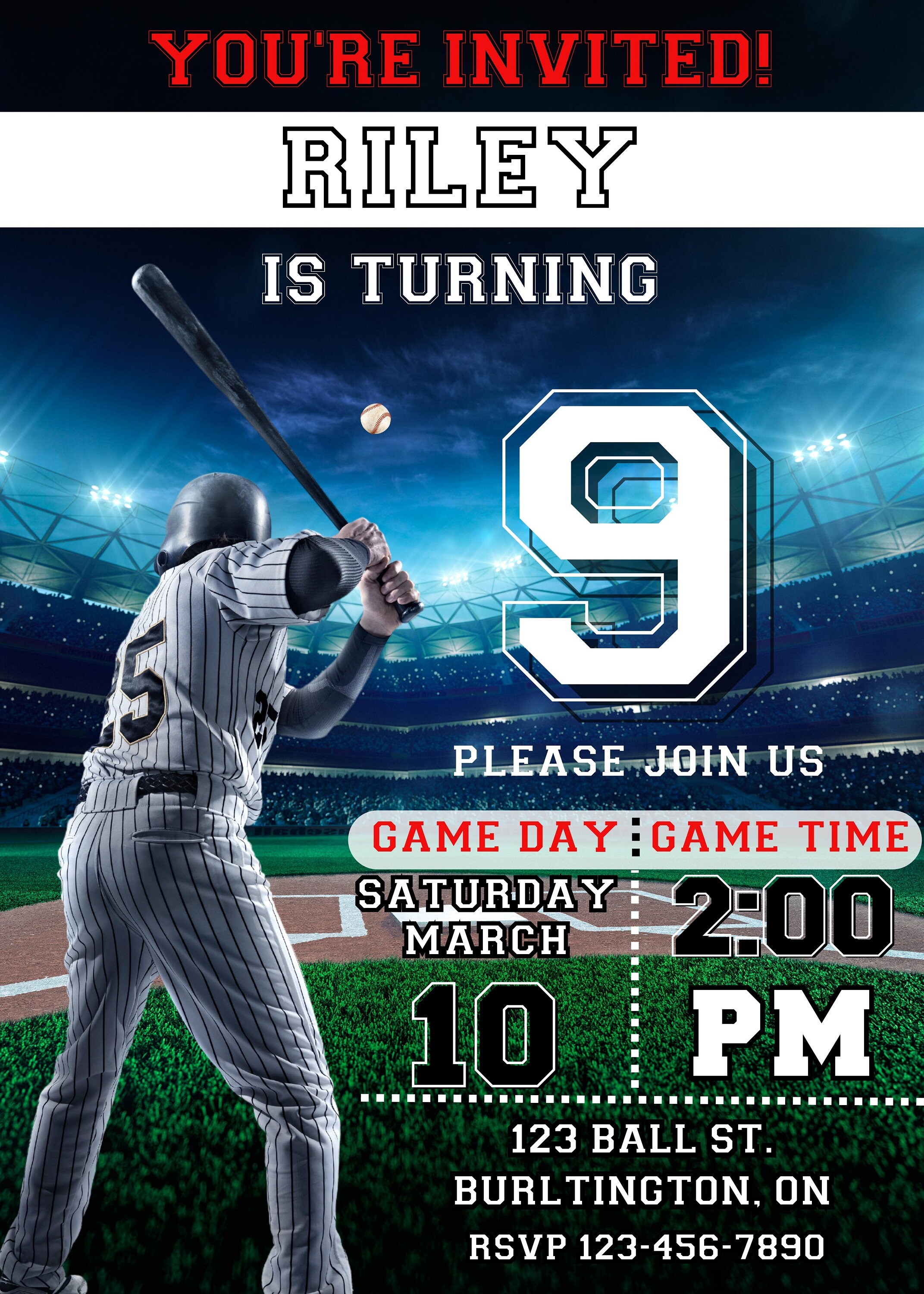 Editable Baseball Invitation, Baseball Birthday Invitation, Baseball ...